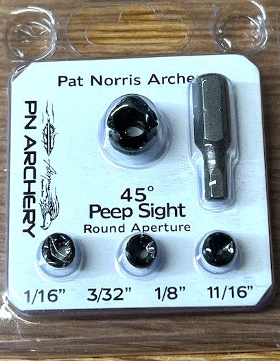 Peep Sight 45 degree Black adjustable 3 hole sizes – Pat Norris Archery